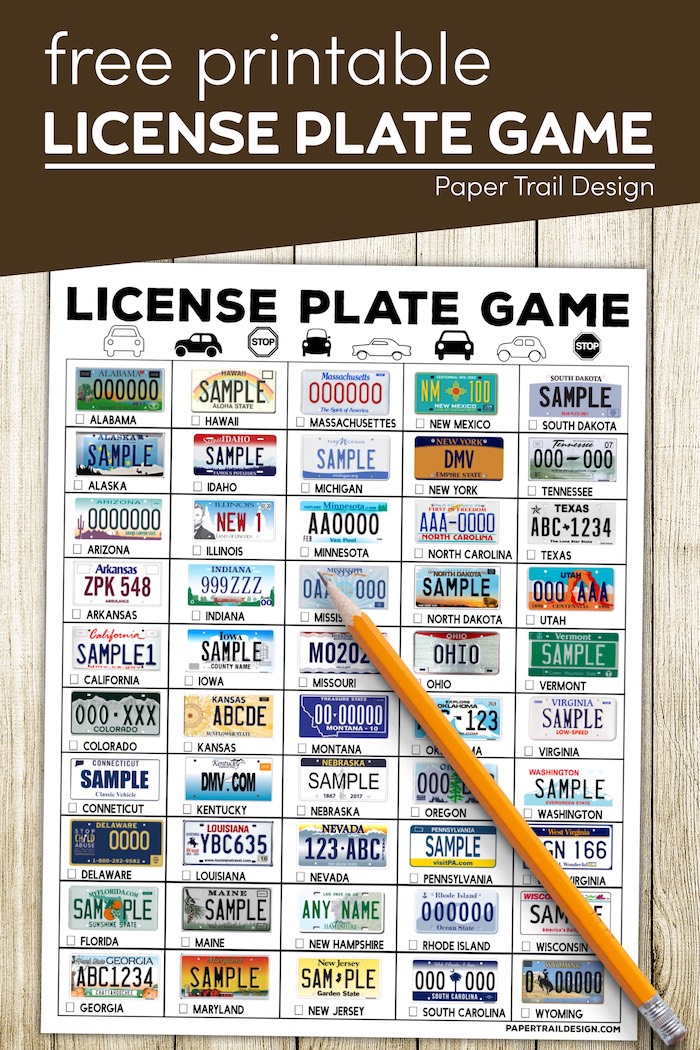 Road Trip License Plate Game Printable - Paper Trail Design