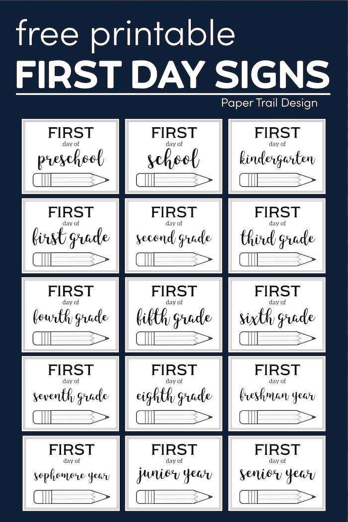 Free Printable First Day of School Sign {Pencil} - Paper Trail Design