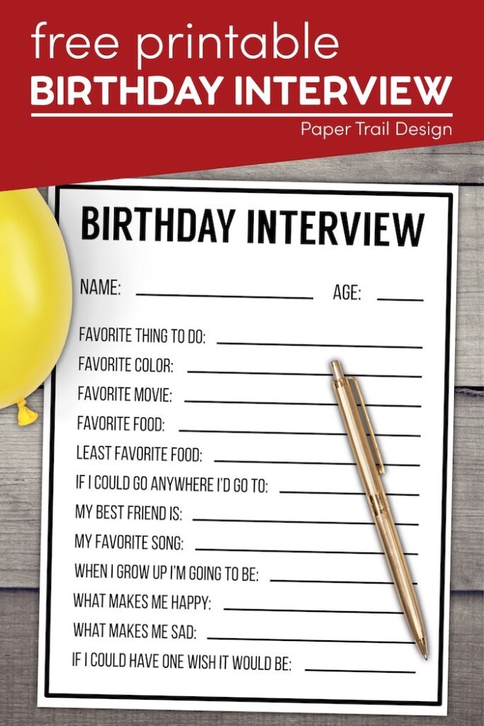All About Me Printables {Interview Template} - Paper Trail Design