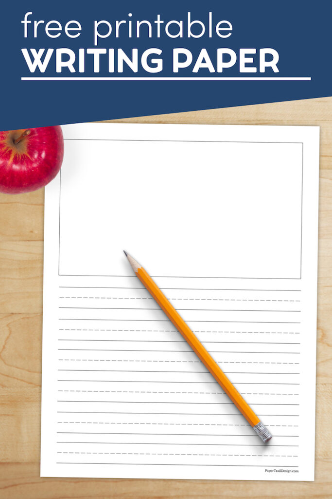 Free Printable Lined Writing Paper with Drawing Box - Paper Trail Design