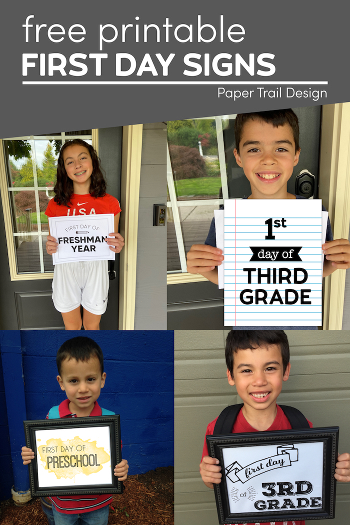 9 Free Printable First Day of School Signs For All Grades - Paper Trail ...
