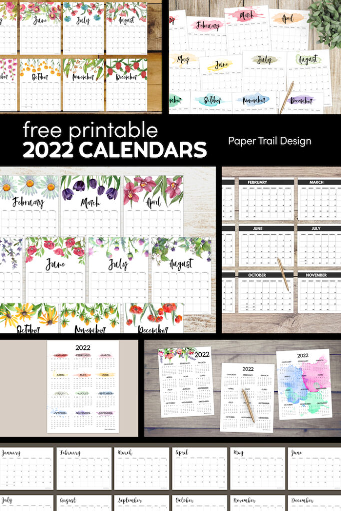 Free Printable 2022 Calendars - Paper Trail Design