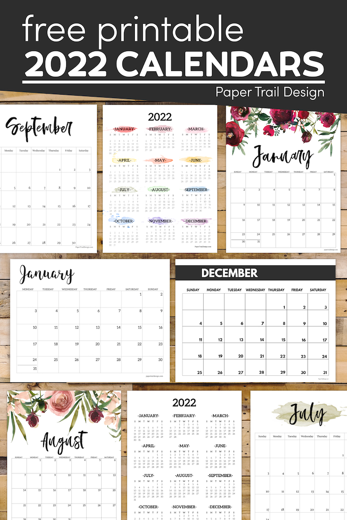 Free Printable 2022 Calendars - Paper Trail Design
