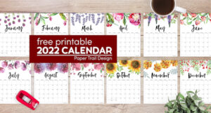 Free Printable Calendar 2022 - Floral - Paper Trail Design
