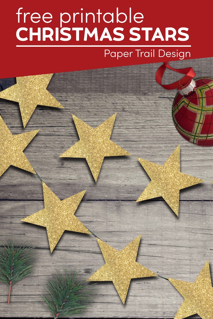 Gold Star Banner Christmas Garland Printable - Paper Trail Design