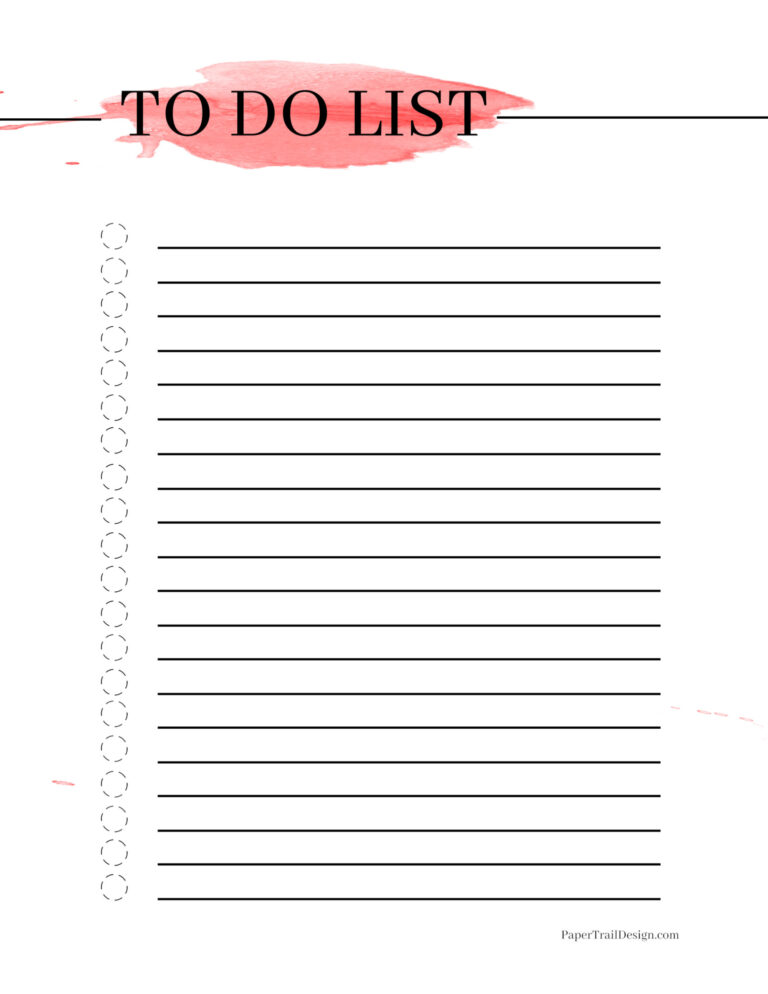 Watercolor To Do List Printable - Paper Trail Design