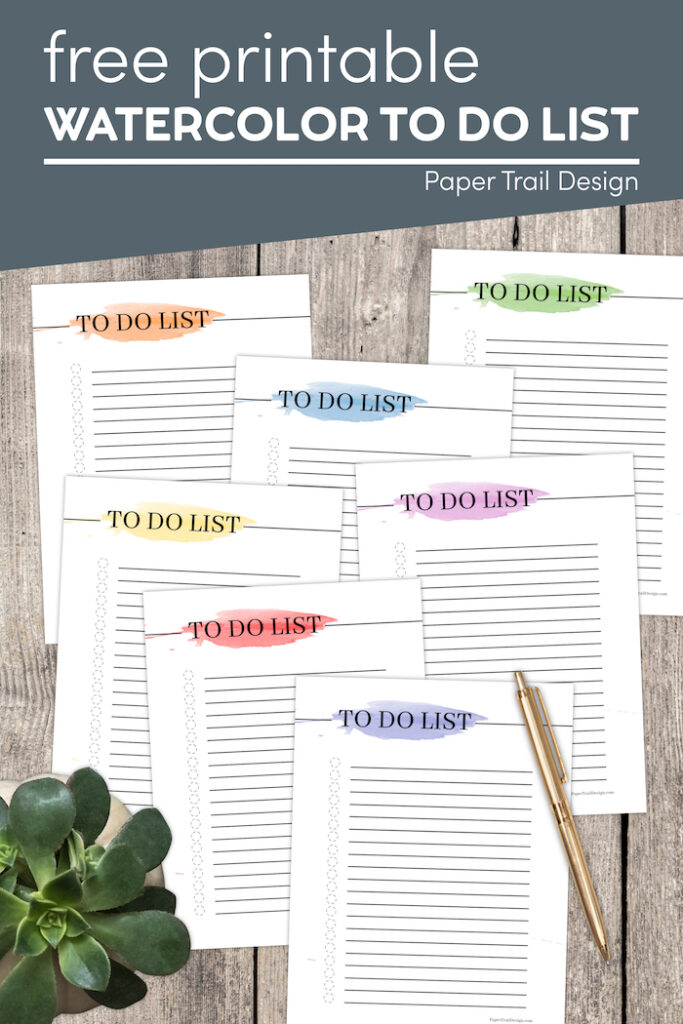 Watercolor To Do List Printable - Paper Trail Design
