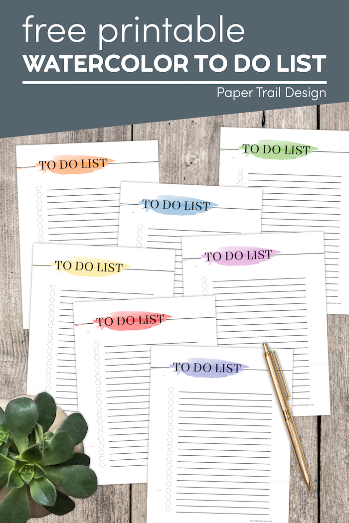 Watercolor To Do List Printable - Paper Trail Design