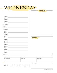 Daily Planner Printable - Watercolor - Paper Trail Design