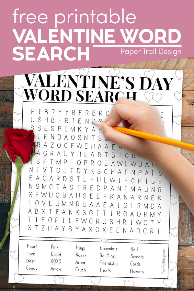 Valentine's Day Word Search Printable - Paper Trail Design