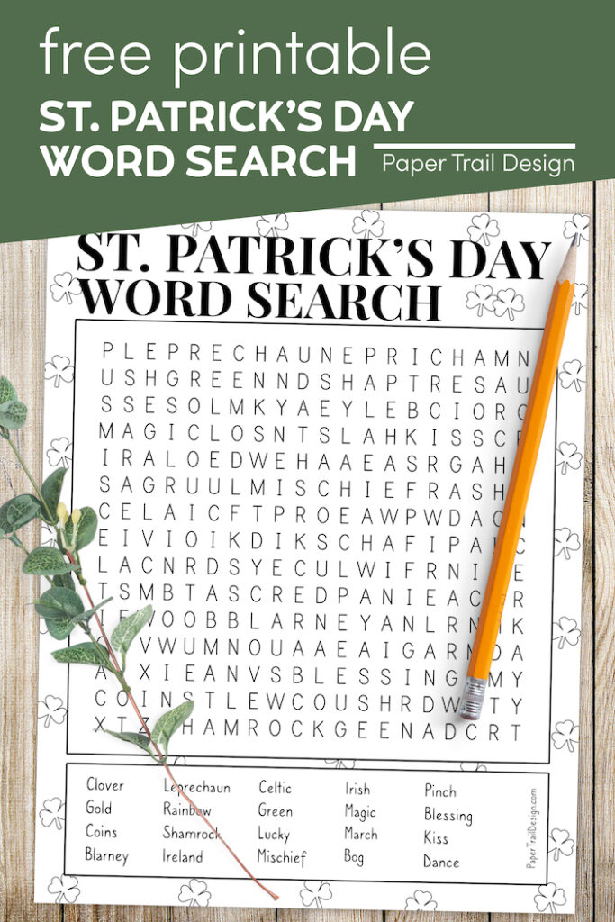Free Printable St. Patrick's Day Word Search - Paper Trail Design