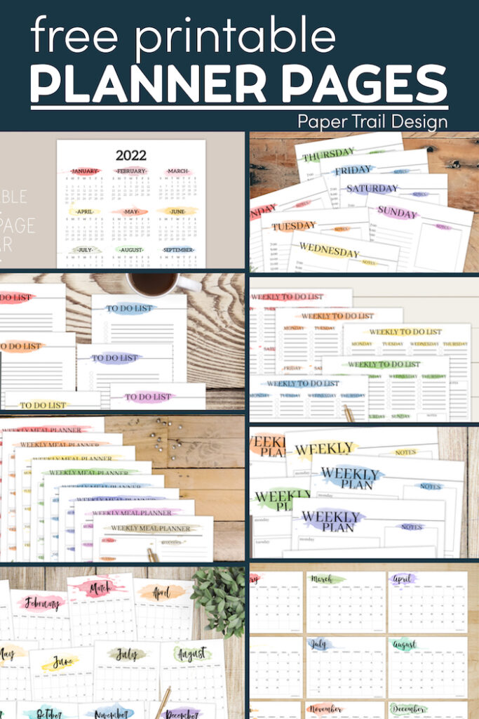Free Printable Planner Pages - Watercolor Design - Paper Trail Design