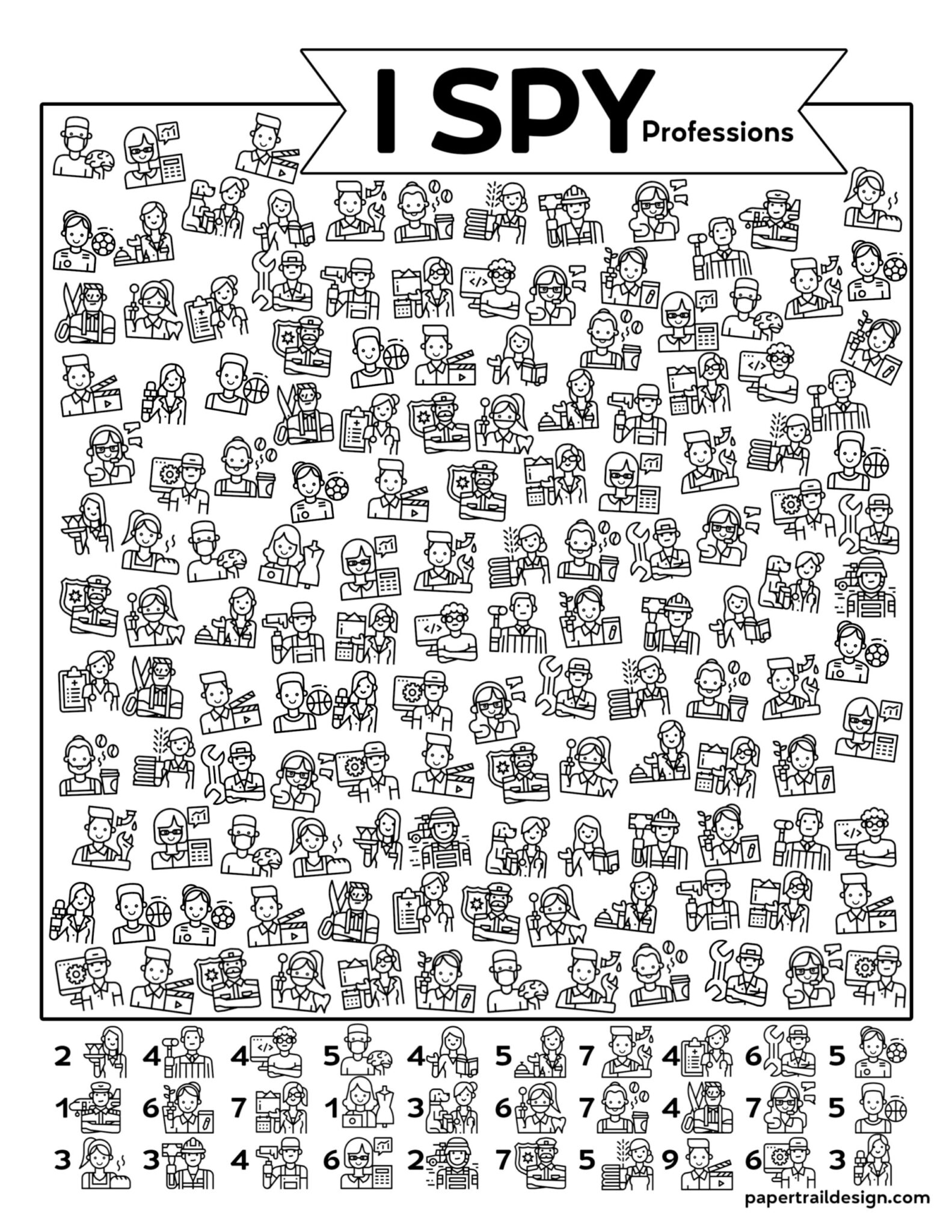 Free Printable I Spy Professions Activity - Paper Trail Design