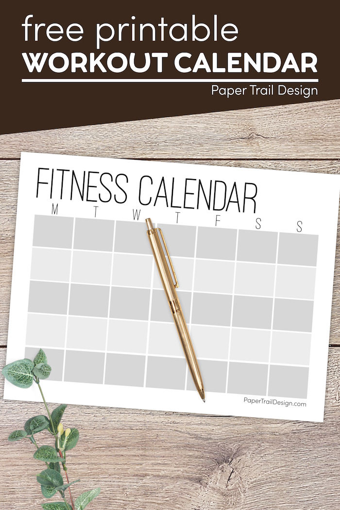 Free Printable Workout Calendar Template - Paper Trail Design