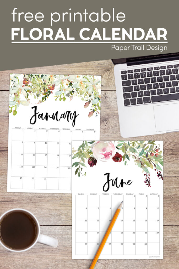Floral Calendar Printable - 2023 - Paper Trail Design