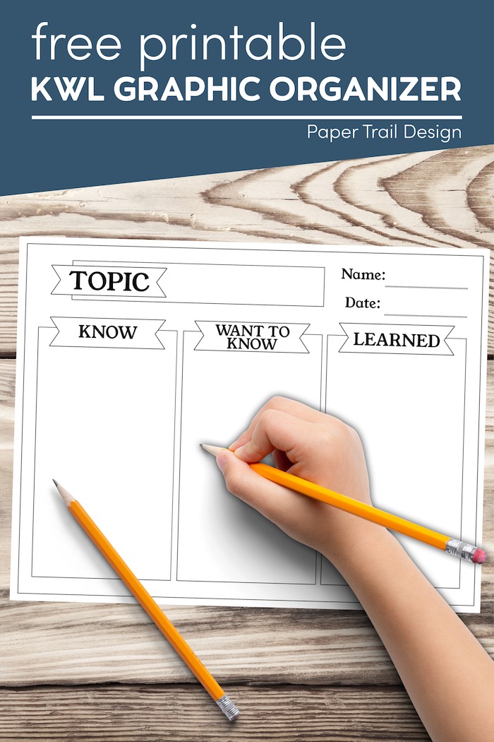 Free KWL Chart Printable Graphic Organizer - Paper Trail Design