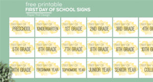 First Day of School Sign Printable - Watercolor - Paper Trail Design