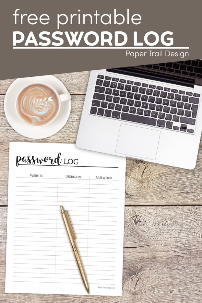 Free Printable Password Log - Paper Trail Design
