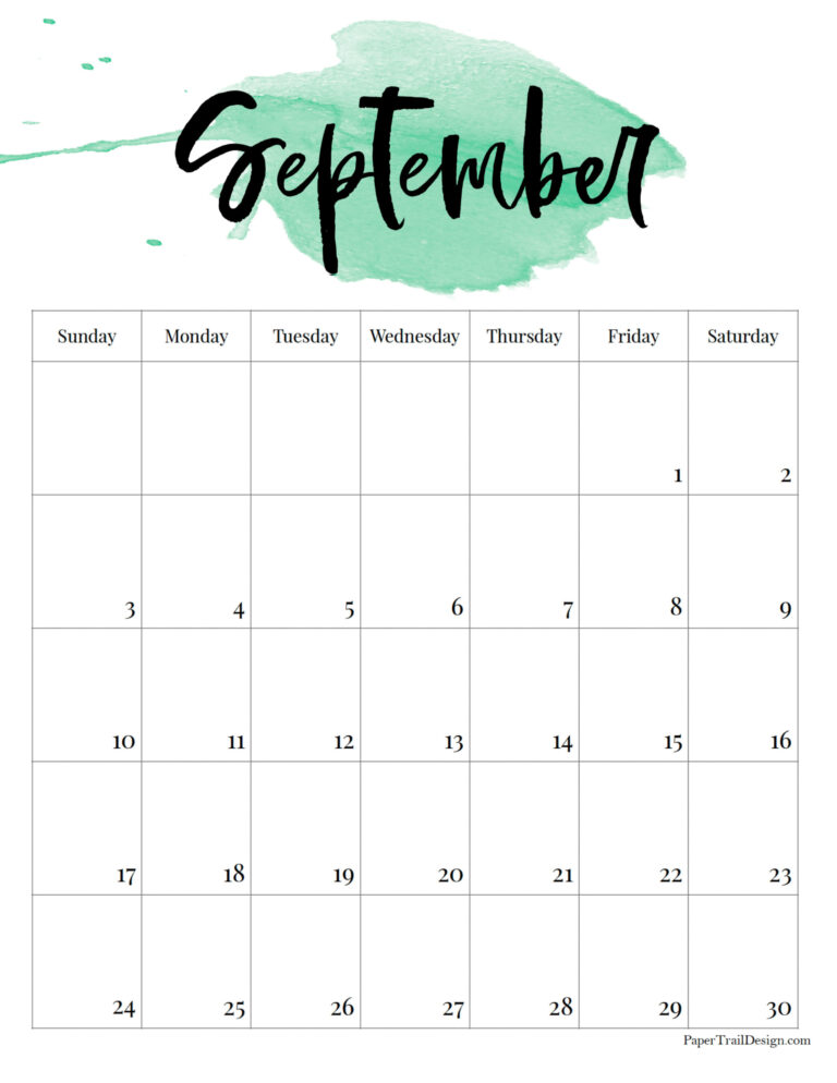 2023 Printable Calendar - Watercolor - Paper Trail Design