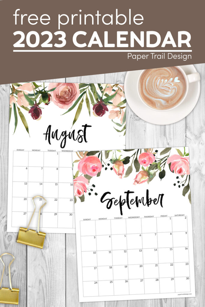 Free 2023 Calendar Printable – Floral - Paper Trail Design
