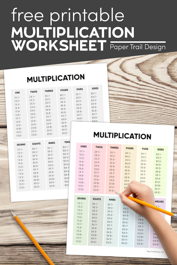 Multiplication Table Printable - Paper Trail Design