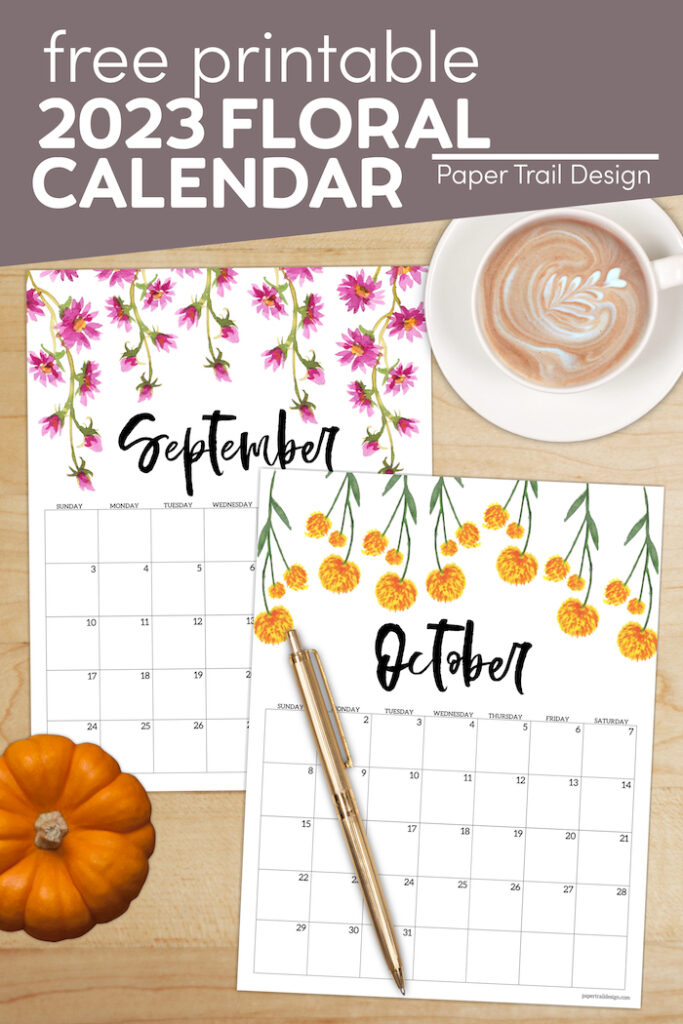 Free Printable 2023 Floral Calendar - Paper Trail Design