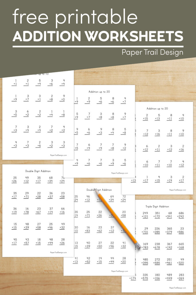 Addition Worksheets - Paper Trail Design