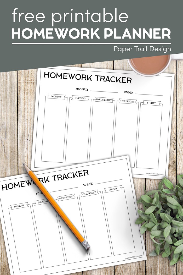 Free Printable Student Homework Planner Template - Paper Trail Design