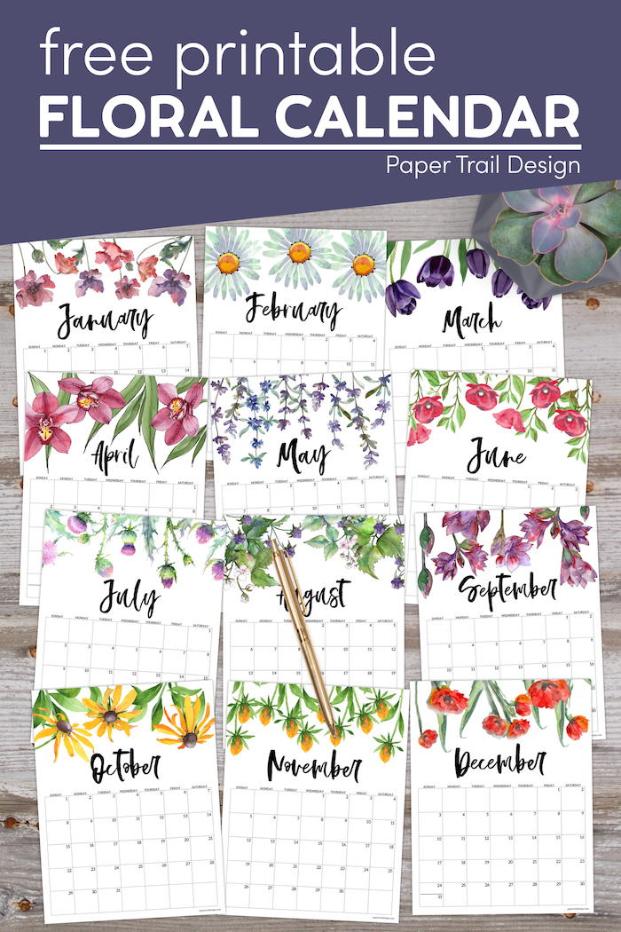 2023 Free Printable Calendar – Floral - Paper Trail Design 2023 Free Printable Calendar – Floral - Paper Trail Design