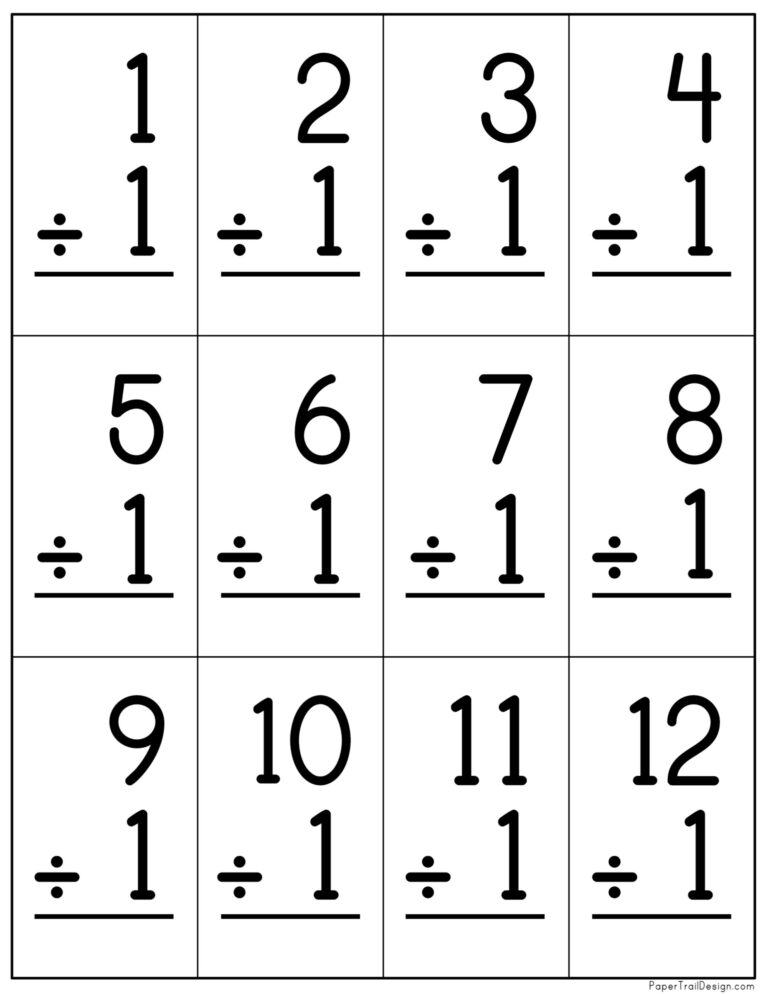 Division Flash Cards Printable - Paper Trail Design