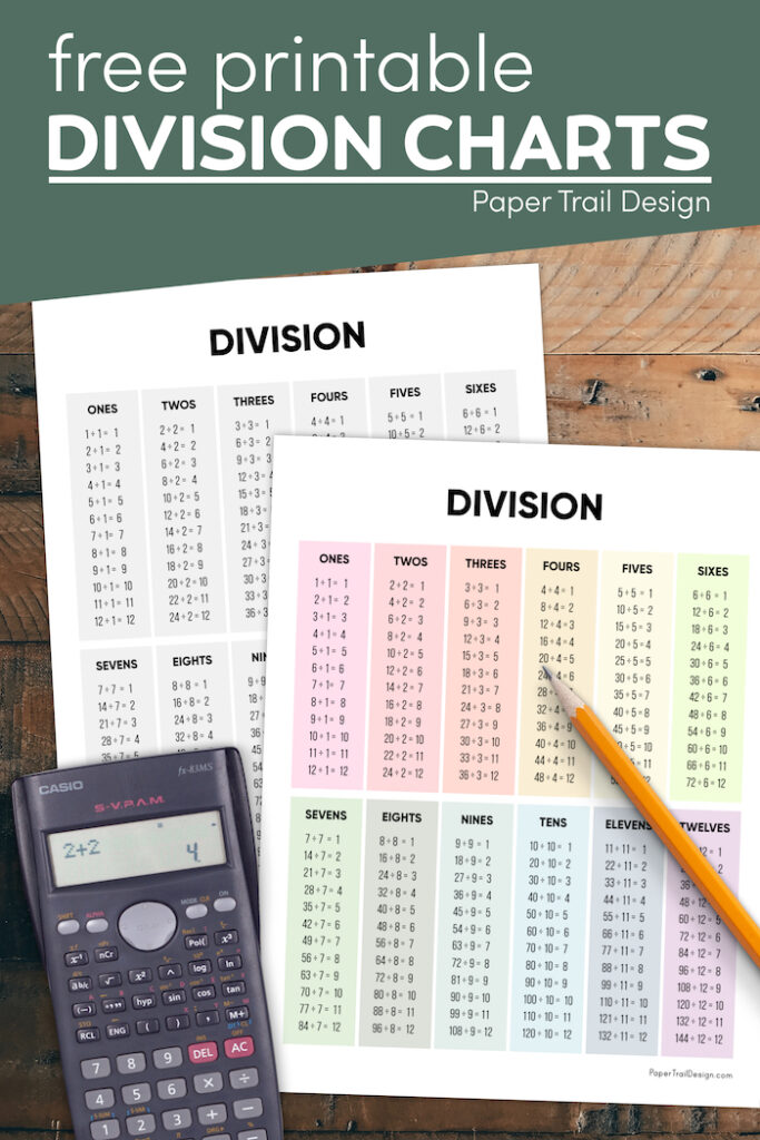 Division Chart Printable - Paper Trail Design