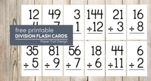 Division Flash Cards Printable - Paper Trail Design