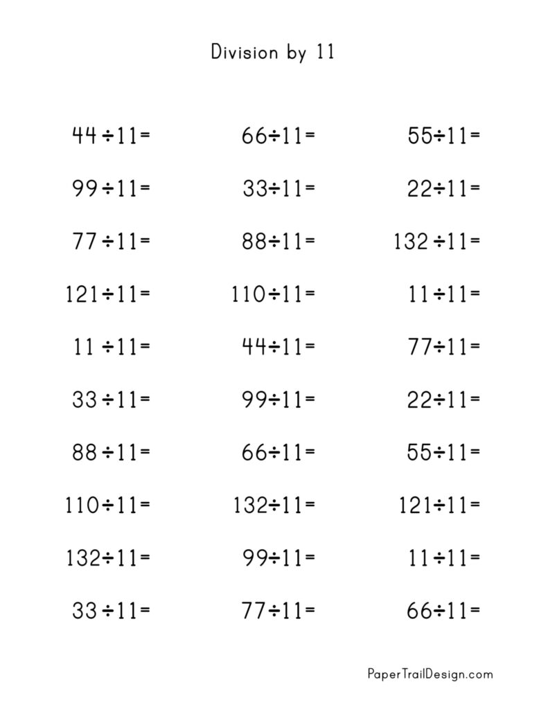 Division Worksheets for Division Facts 1-12 - Paper Trail Design