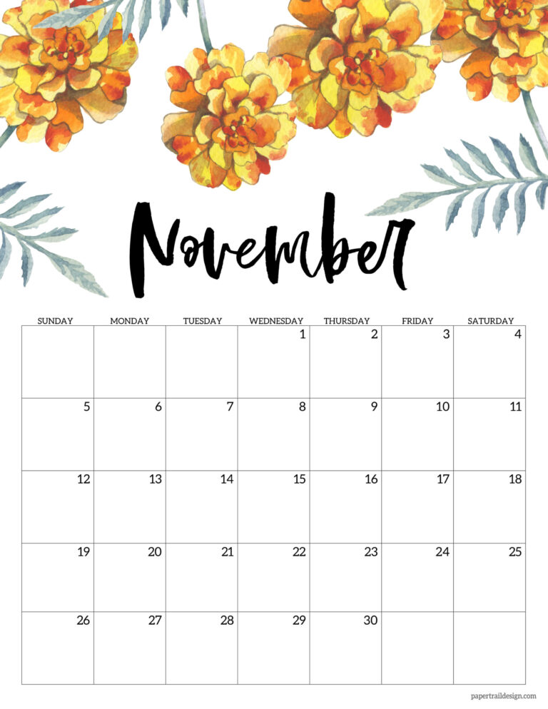 Free Printable Calendar 2023 - Floral - Paper Trail Design