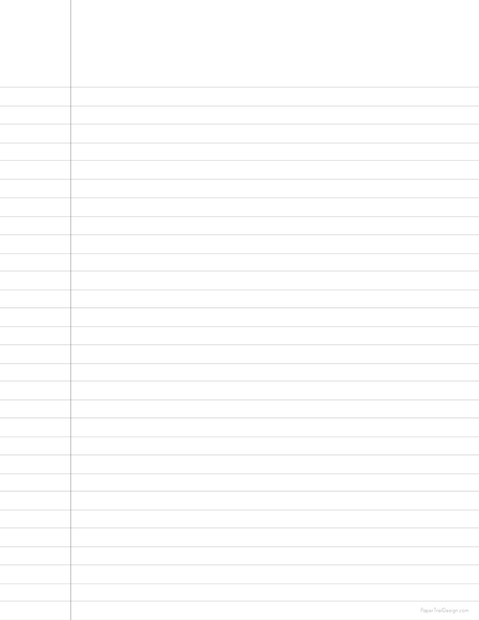 Lined Paper Printable - Paper Trail Design