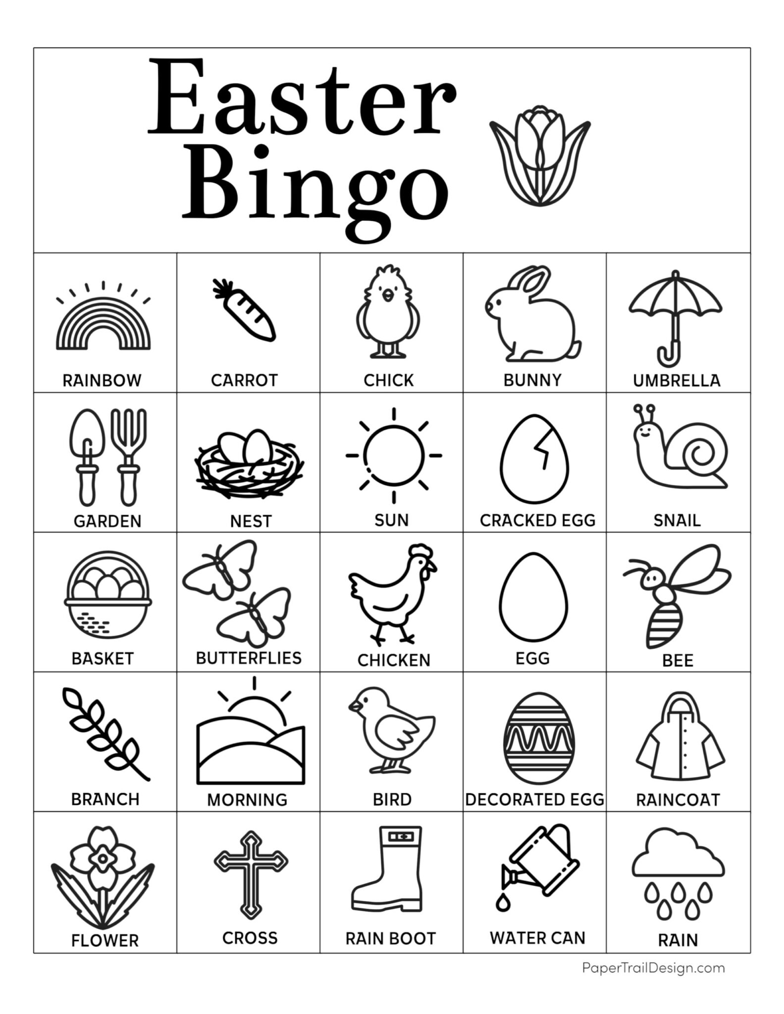 Easter Bingo Printable - Paper Trail Design