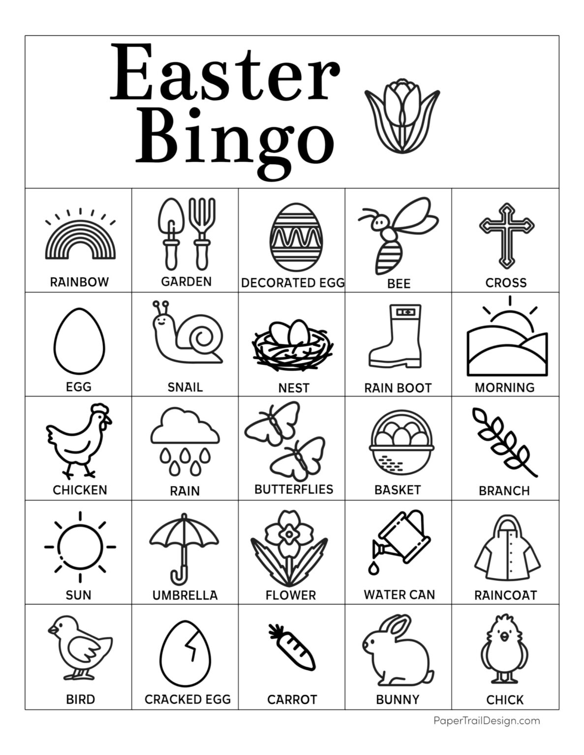 Easter Bingo Printable - Paper Trail Design