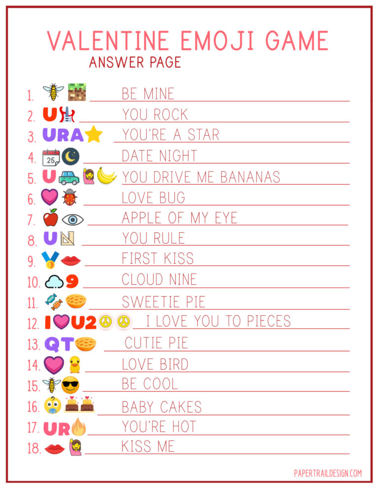 Valentine Emoji Game - Paper Trail Design