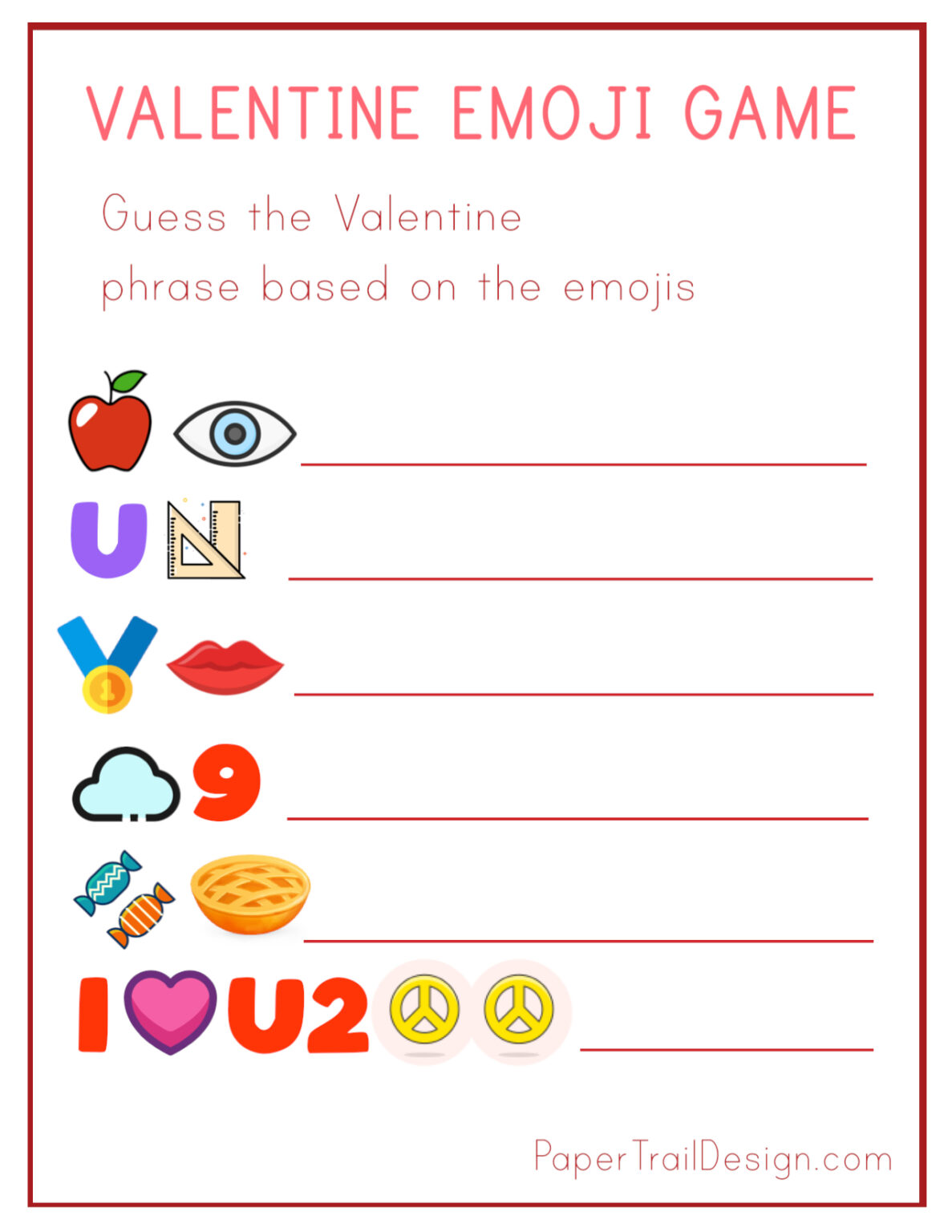 Emoji Valentine's Day Cards - Paper Trail Design