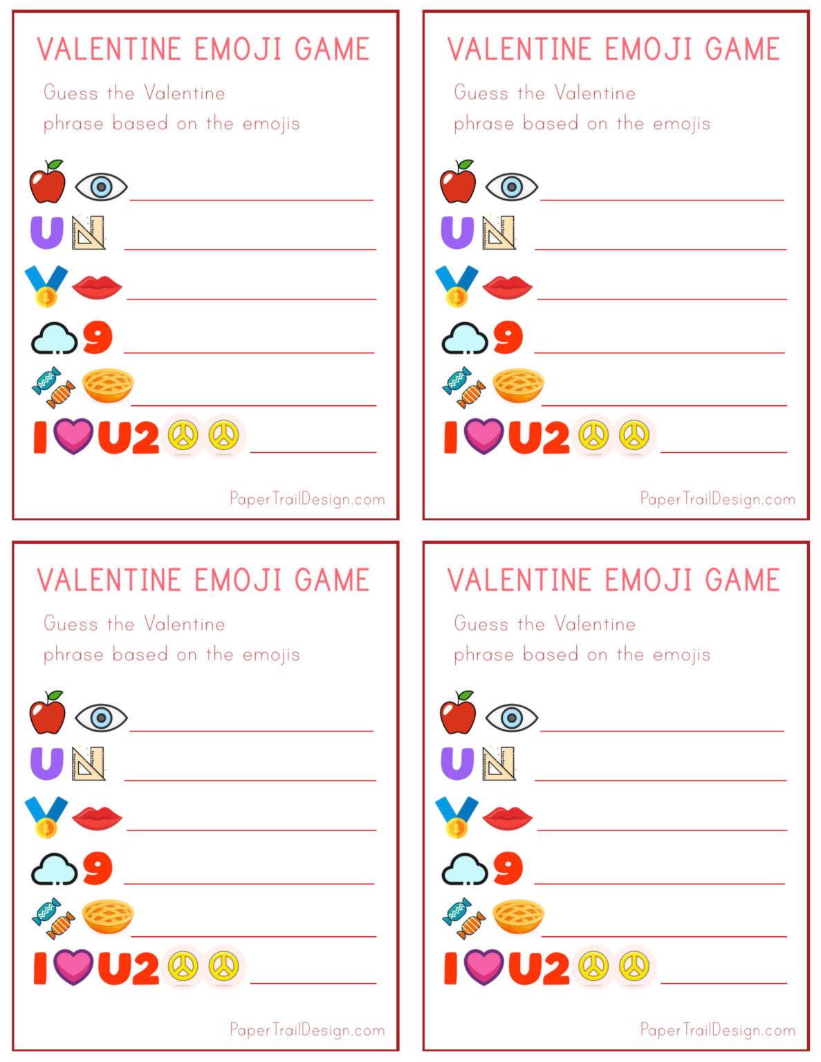 Emoji Valentine's Day Cards - Paper Trail Design