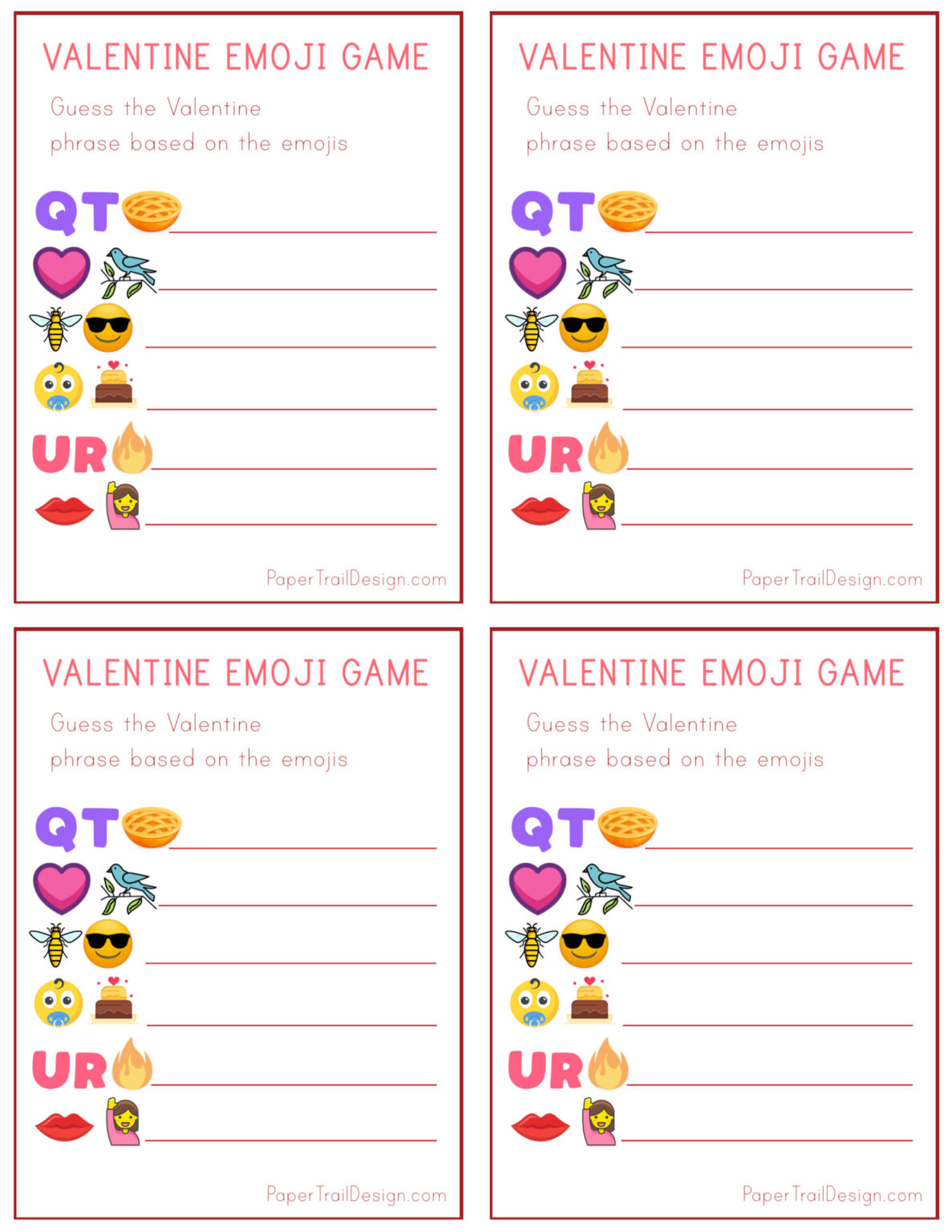 Emoji Valentine's Day Cards - Paper Trail Design