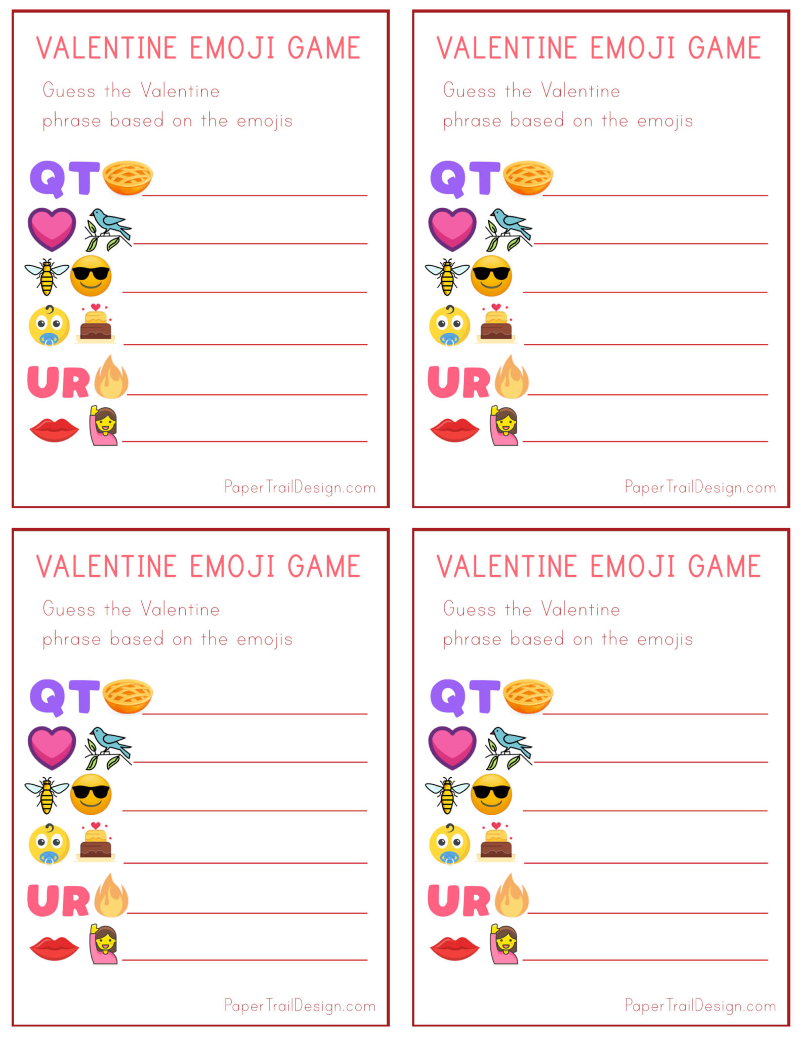 Emoji Valentine's Day Cards - Paper Trail Design