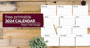 2024 Calendar Printable Free Template - Paper Trail Design