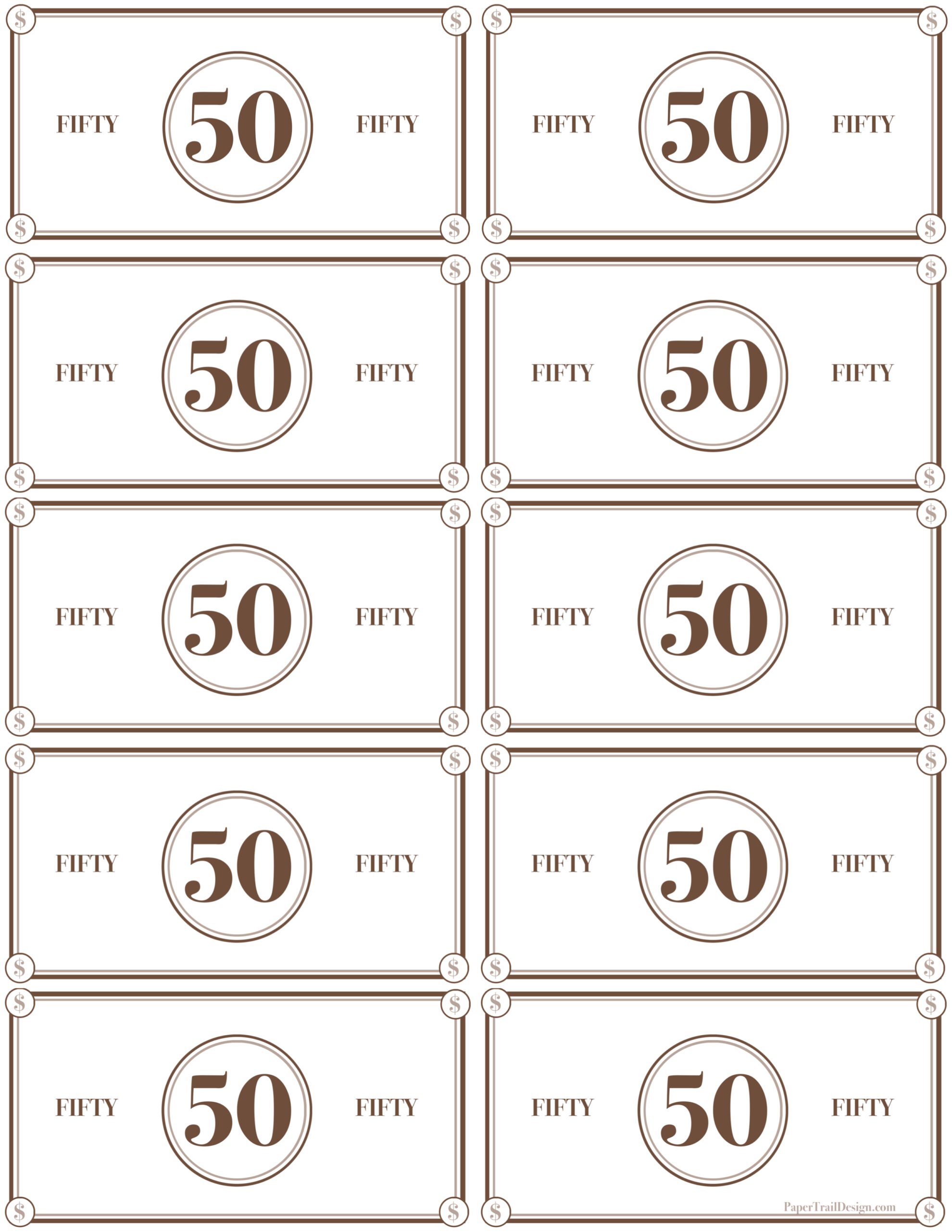 Play Money Printable Paper Trail Design