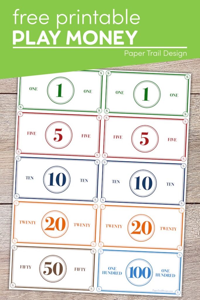 Play Money Printable - Paper Trail Design