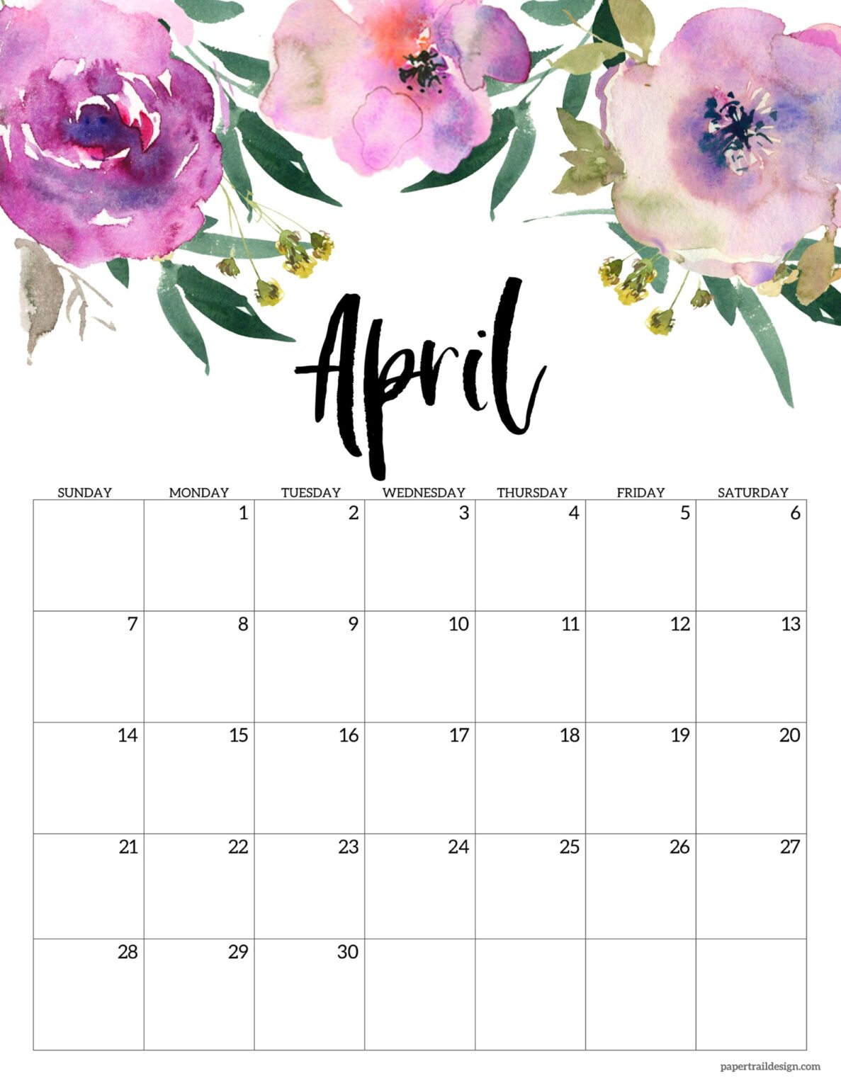 2024 Floral Calendar Printable - Paper Trail Design