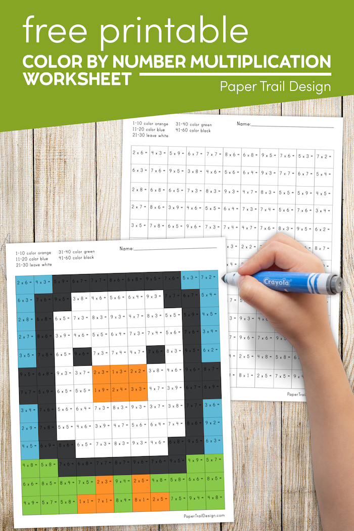 Color by Number Multiplication Worksheet-Penguin - Paper Trail Design