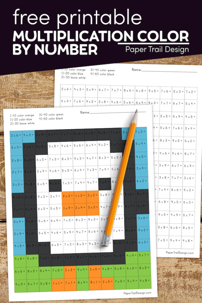 Color by Number Multiplication Worksheet-Penguin - Paper Trail Design