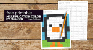Color by Number Multiplication Worksheet-Penguin - Paper Trail Design