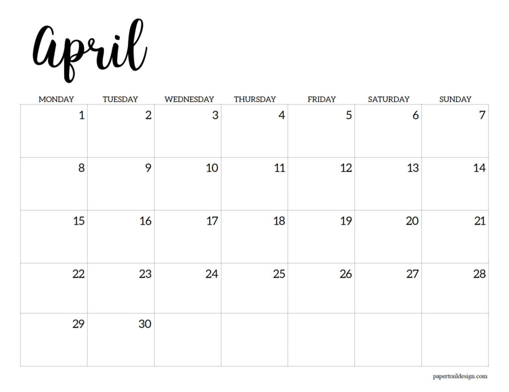 Free Printable 2024 Calendar – Monday Start - Paper Trail Design